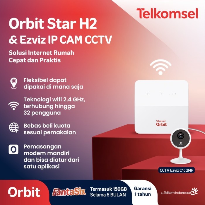 Jual Telkomsel Orbit Star H2 Modem Wifi 4G + Ezviz Wifi CCTV Camera | Shopee Indonesia