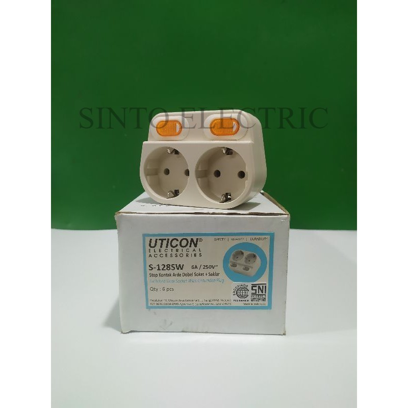 Jual UTICON Steker Stop Kontak S-128 SW Arde 2 Lubang Saklar Tersendiri ...