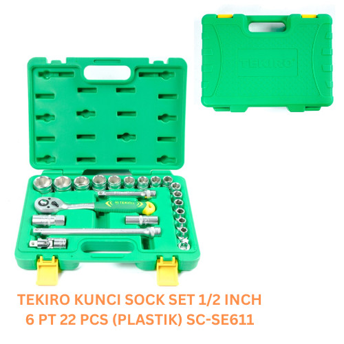 Jual TEKIRO KUNCI SOCK SET 1/2 INCH 6 PT 22 PCS (PLASTIK) SC-SE611 | Shopee Indonesia