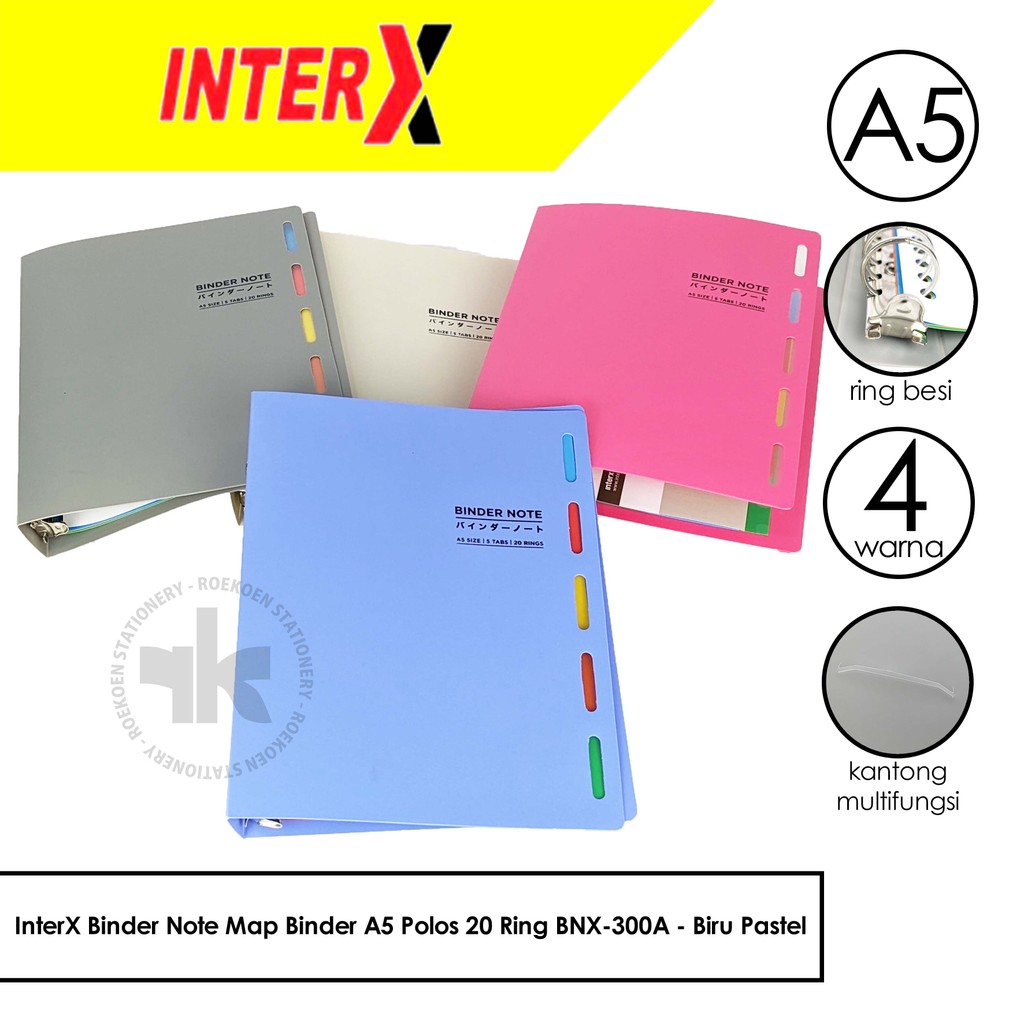 Jual InterX Binder Note Map Binder A5 Polos 20 Ring BNX-300A | Shopee Indonesia