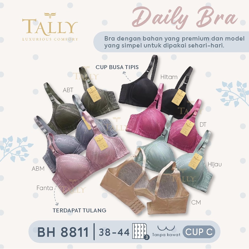Jual TALLY BRA BH 8811 I CUP C I FULL CUP I BUSA TIPIS I TANPA KAWAT I KAIT 3 I SIZE 38 – 44 I ...