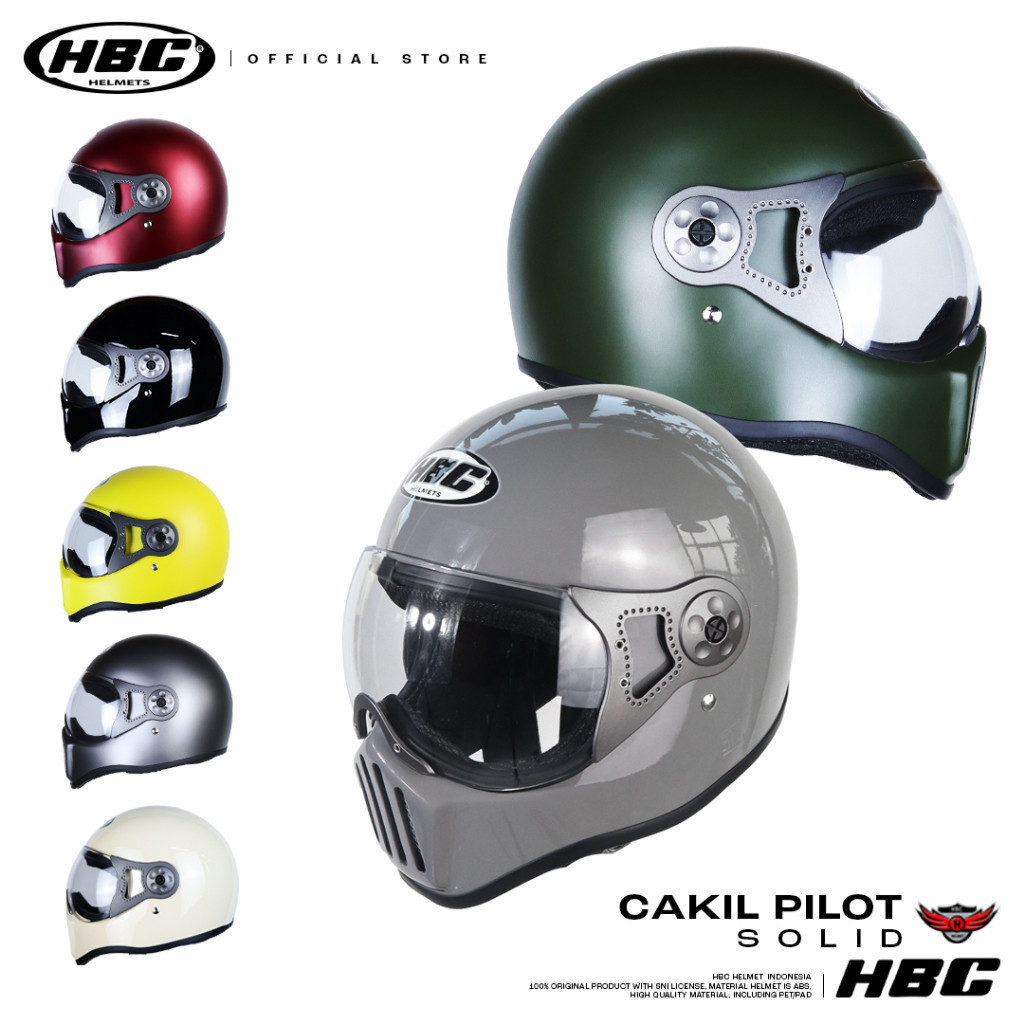 Jual HBC Helm Cakil Pilot Solid Original RETRO | Shopee Indonesia