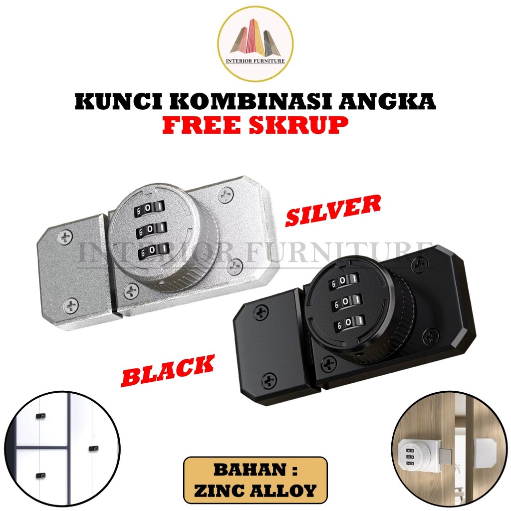 Jual Kunci pintu Kombinasi Angka Gembok 3 Digit Slot Pintu Geser Dengan ...