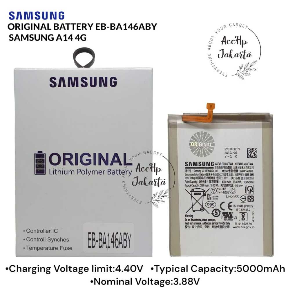Jual Baterai Batre Samsung A14 4G EB-BA146ABY Batrai Batrei A14 4g Battery Original 100% ...