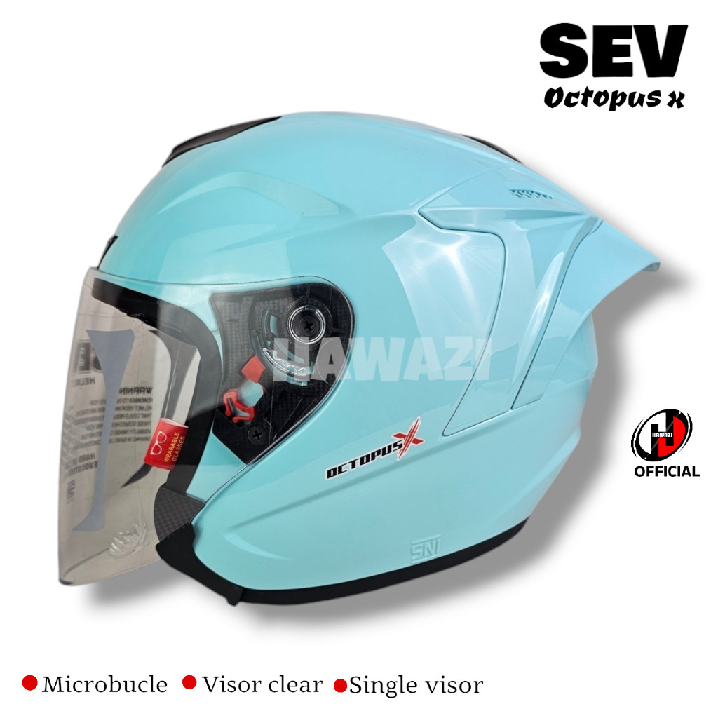 Jual SEV Octopus X Helmets - Helm Half Face Solid Easy Green Include ...
