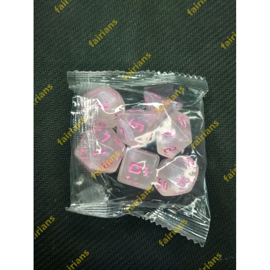 Jual Dadu/Dice DND Polyhedral set isi 7 (Colorful Pearl - Pink ...