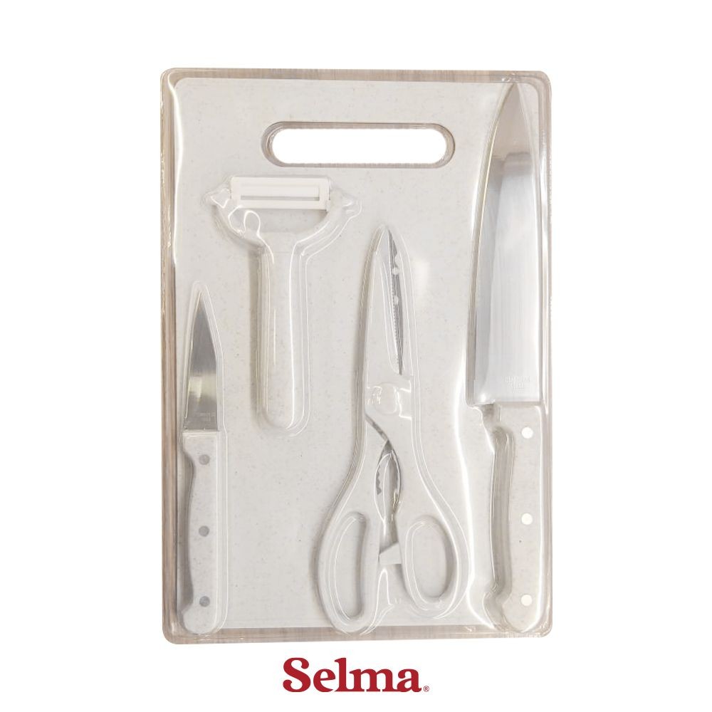 Jual Selma Set 5 Pcs Leah Pisau Dapur Dengan Talenan - Krem ...