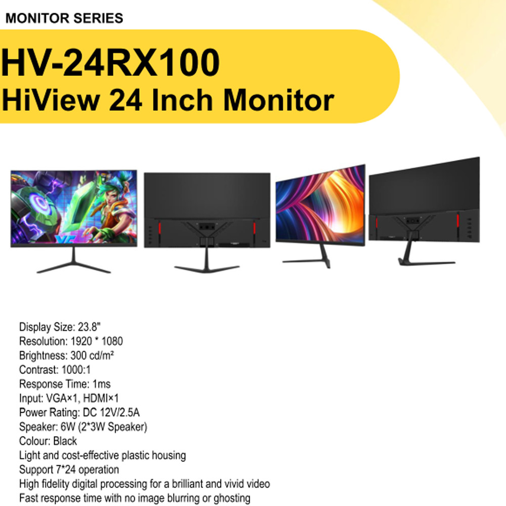 Jual HIVIEW HV-24RX100 MONITOR 24 INCH FULL HD DUAL SPEAKER IPS HDMI ...