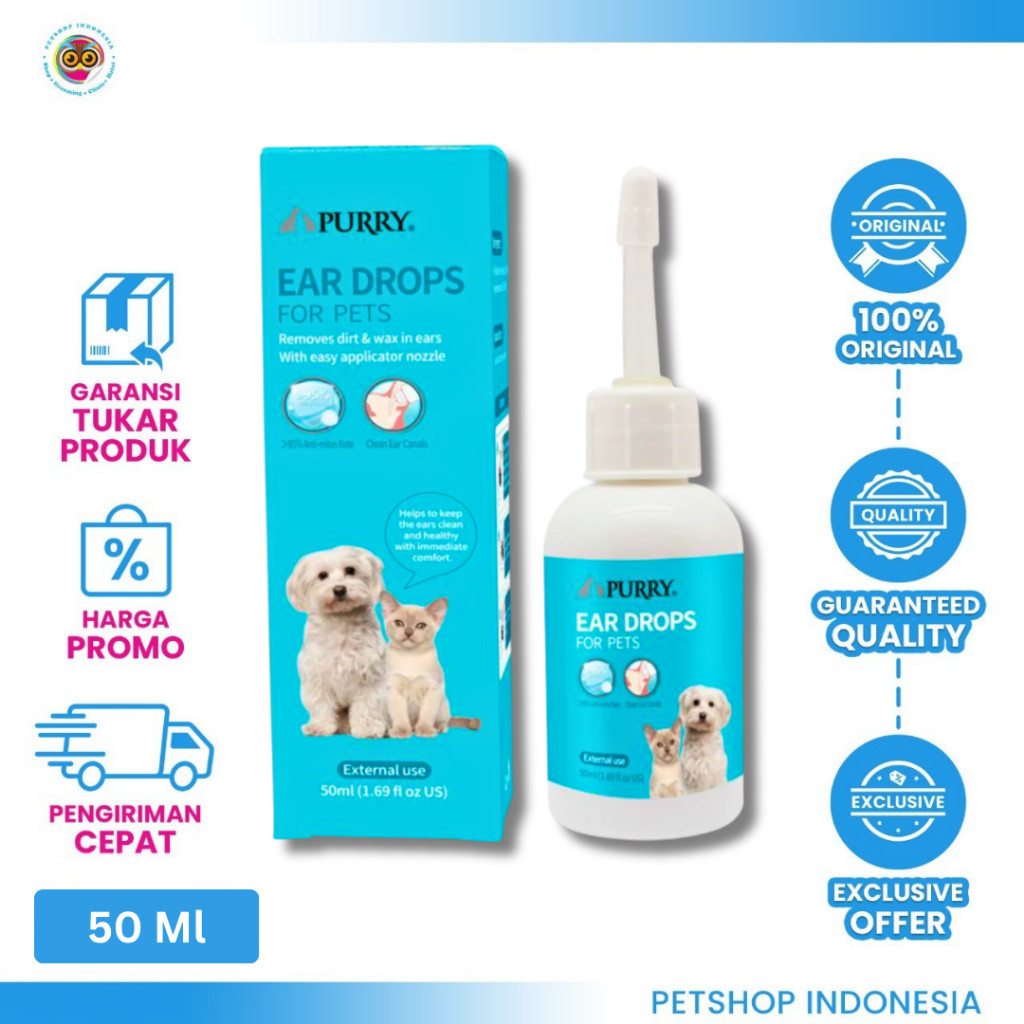 Jual PURRY Ear Drops 50ml - Cairan Pembersih Telinga Kucing Anjing ...