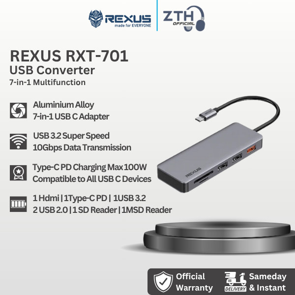Jual Rexus RXT-701 USB Converter TYPE-C Alumunium Card Reader for PC ...