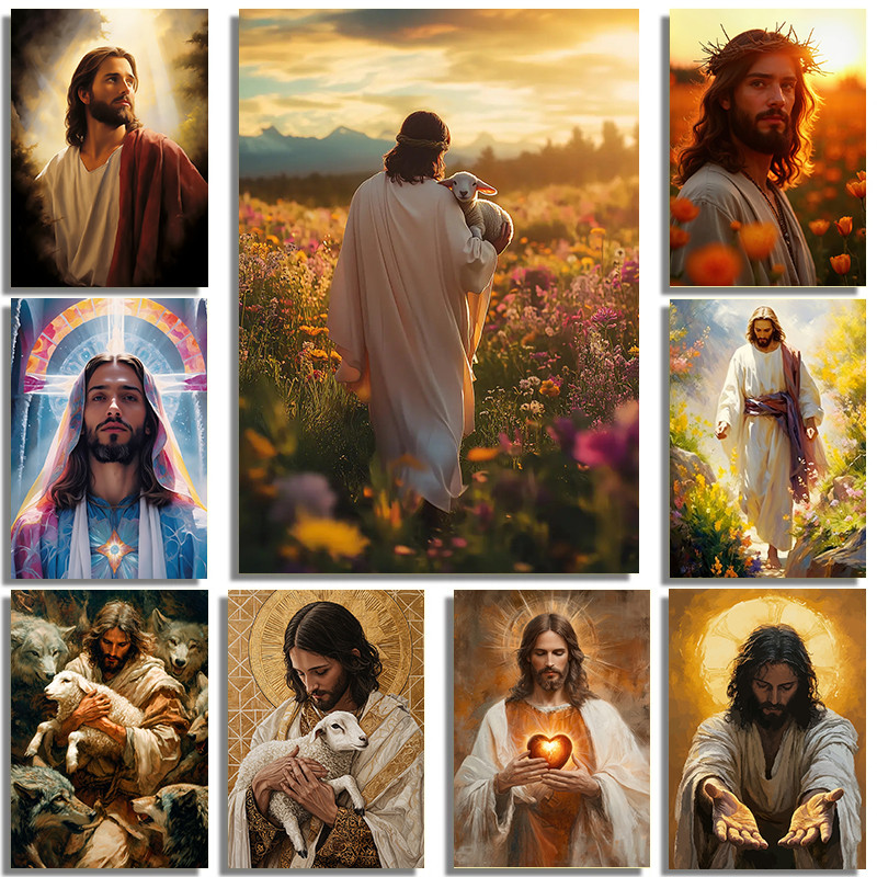 Jual Retro Jesus Christ Posters Classic Bible Portrait Prints Praying ...