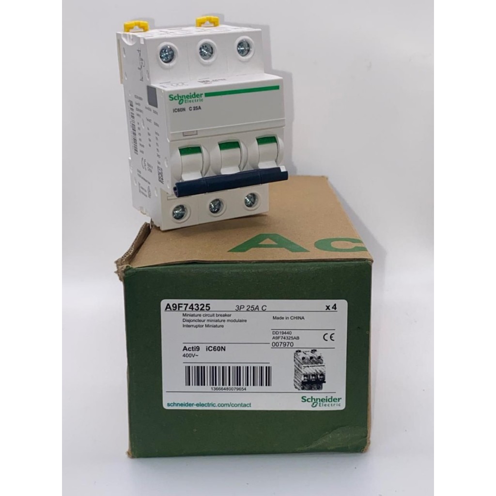 Jual MCB SCHNEIDER IC60N 3P 25A 3phase 6kA A9F74325 MINIATUR CIRCUIT BREAKER 3Pole 3 Phase 3 P ...