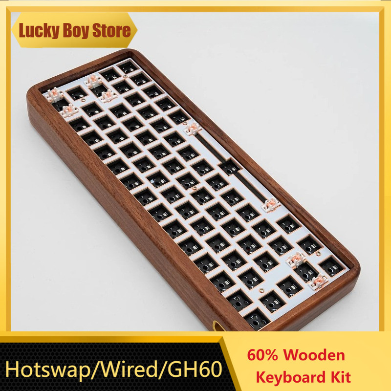Jual Walnut Shell Wooden Keyboard Kit 61/64 Key Pro Upgrade Gh60 ...