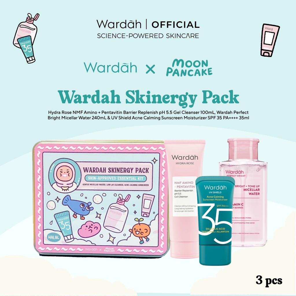 Jual NEW! Wardah Starter Kit Moon Pancake Trio Basic Skincare Glow (UV ...