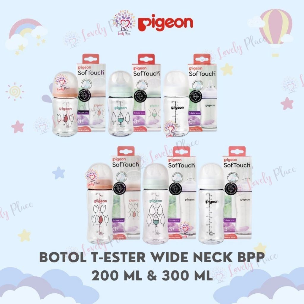 Jual Pigeon Botol T-Ester Wide Neck BPP 200ml / 300ml Botol Susu ASI Anak Bayi Dot SoftTouch ...