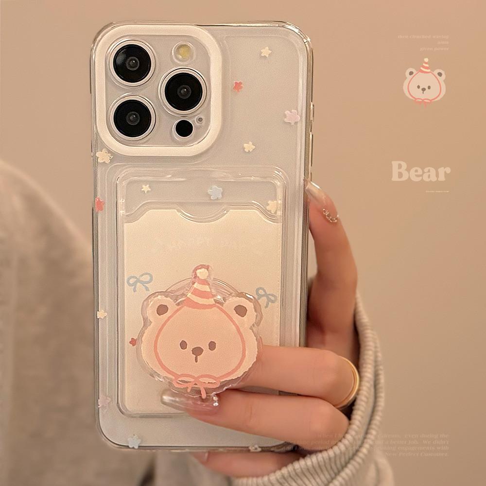 Jual Case Lucu Cute Colorful Starry Bear with pop socket & Card Holder ...
