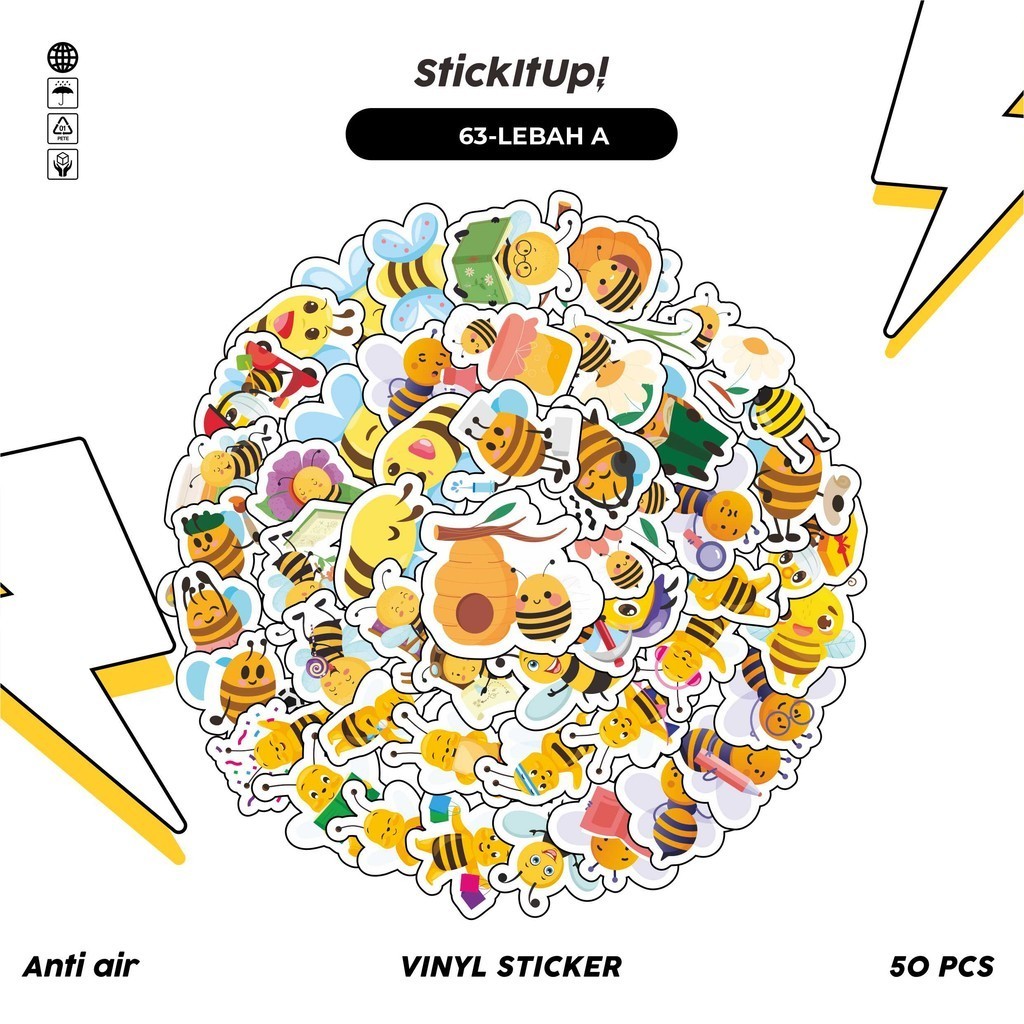 Jual COD 50 Pcs Stiker Pack Graffiti Motif Kartun Hewan Lebah Lucu Lucu ...
