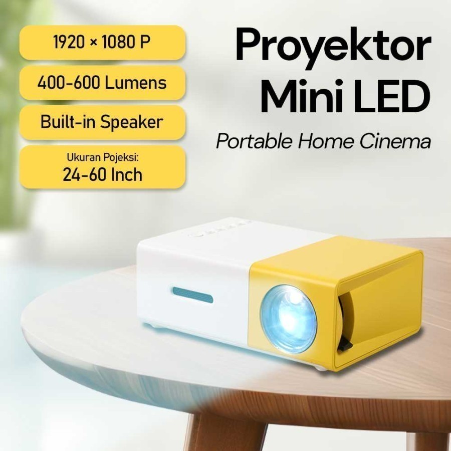 Jual LEJIADA Proyektor Mini LED Home Cinema Portable HD 1080p - LP10 ...