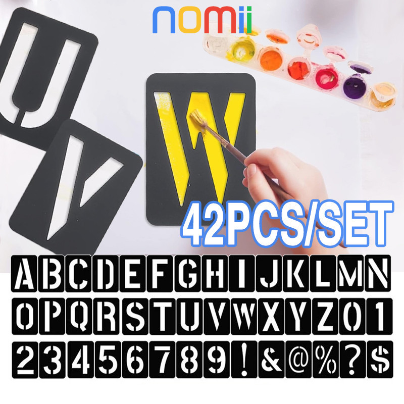 Jual 42PCS/Set Cetakan Huruf Angka Stencils Stensil Plastik Pylox Cat ...