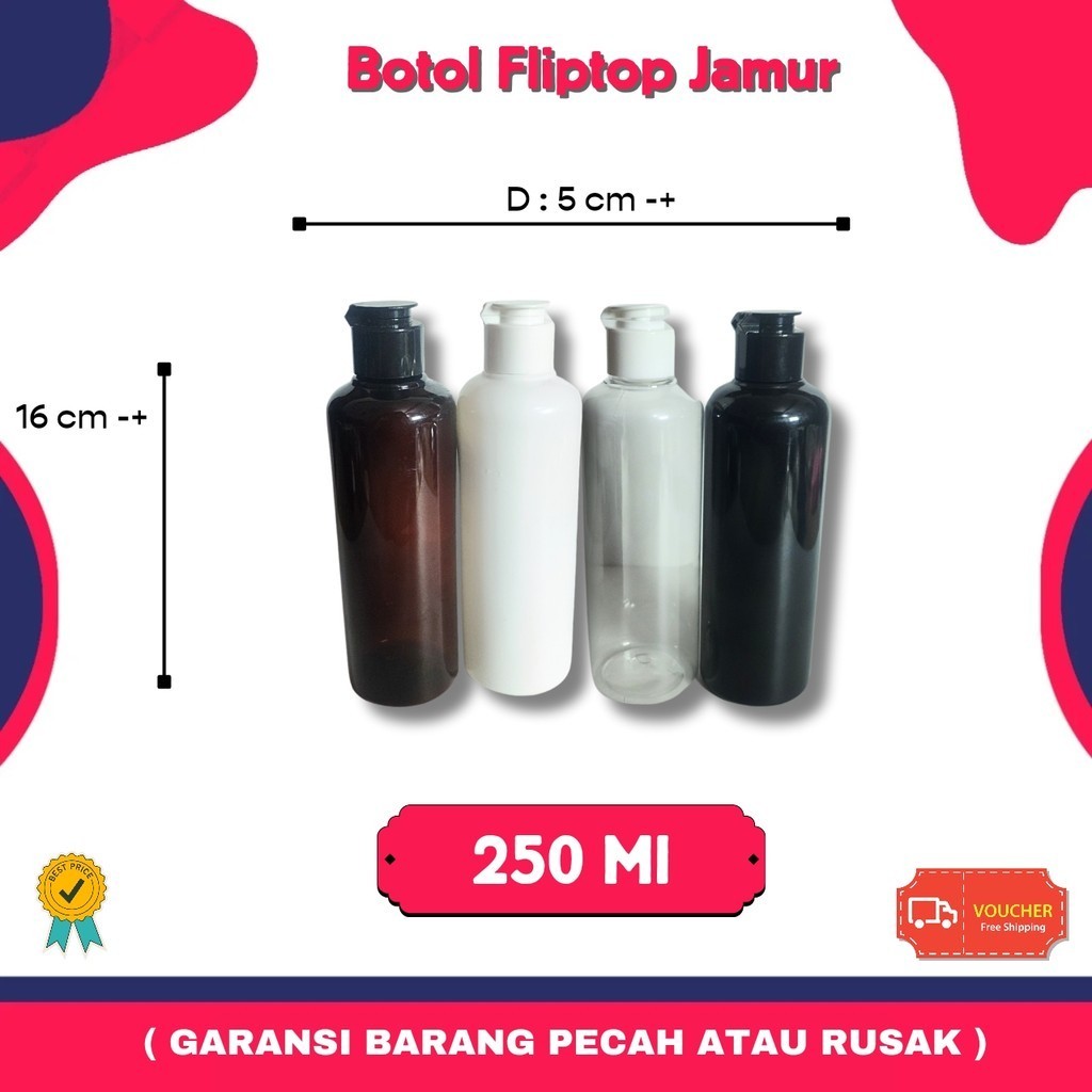 Jual Botol Fliptop Jamur 250ml Pet | Botol Kosmetik Skincare Tutup Fliptop Jamur 250 ml | Shopee ...
