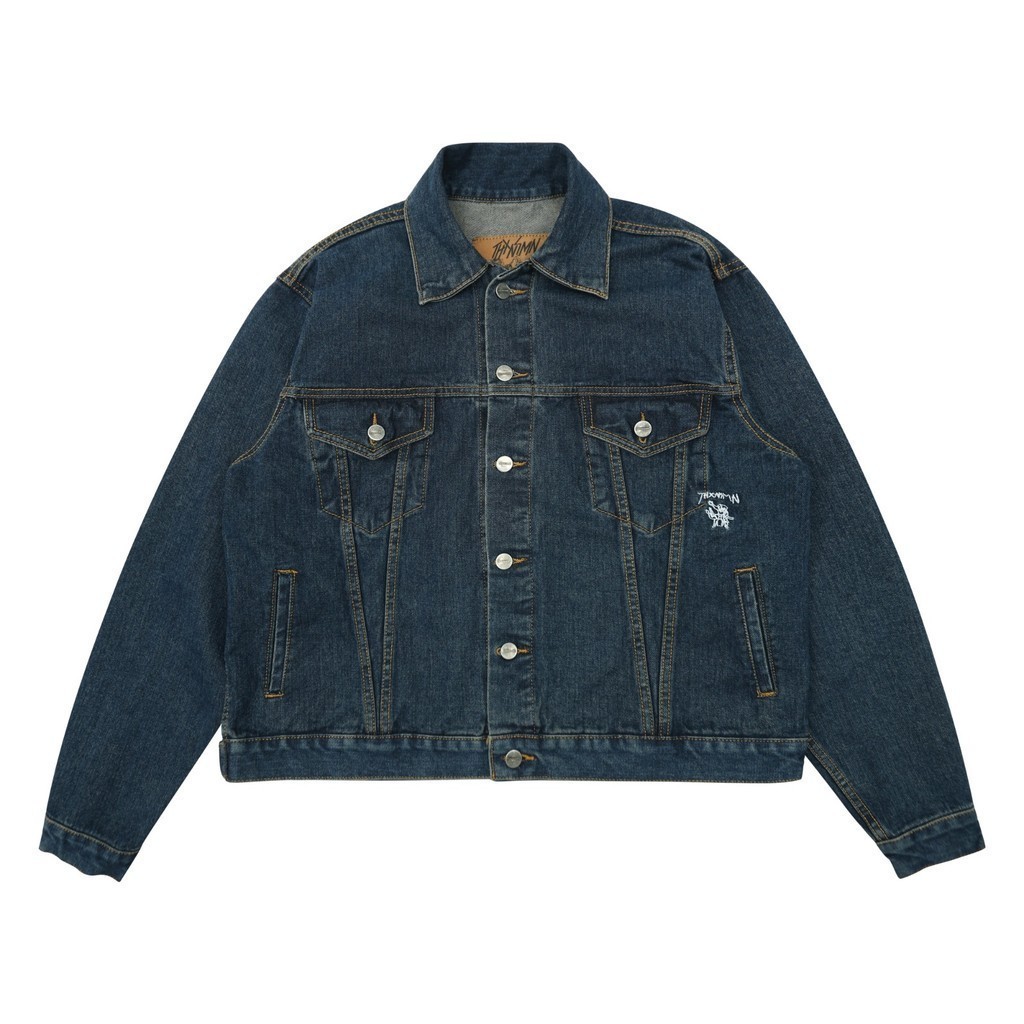 Jual Denim Jacket Renessa Dark Blue Thanksinsomnia | Shopee Indonesia