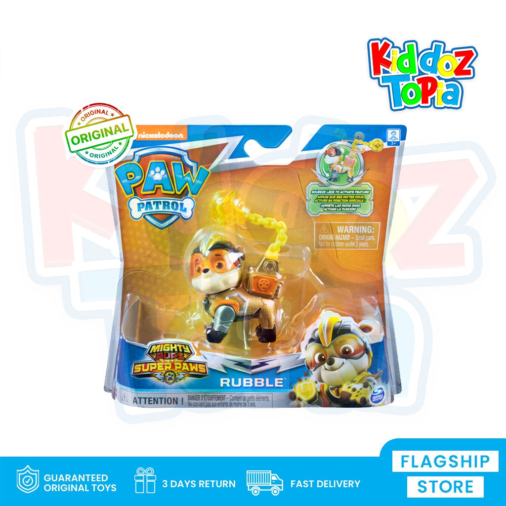 Jual Paw Patrol Mighty Pups Super Paws Rubble Figure with Backpack ...