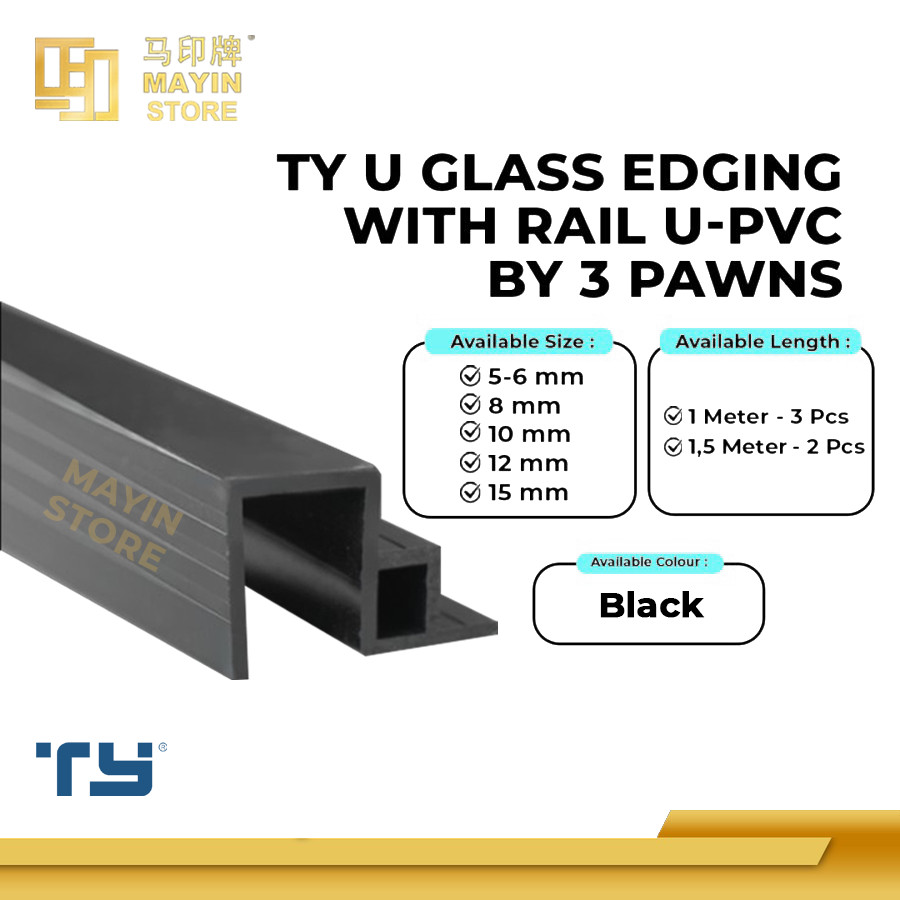 Jual TY U Glass Edging with Rail U-PVC by 3 Pawns | Shopee Indonesia