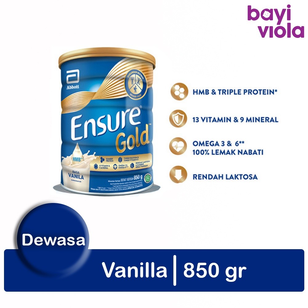Jual ED DES 2025 Ensure Gold HMB Vanila - 850gr Susu Nutrisi Dewasa Rendah Laktosa Vanilla Murah ...