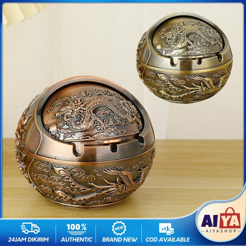 Jual Asbak Rokok Logam Retro Tahan Angin Dengan Tutup Gaya Eropa ...