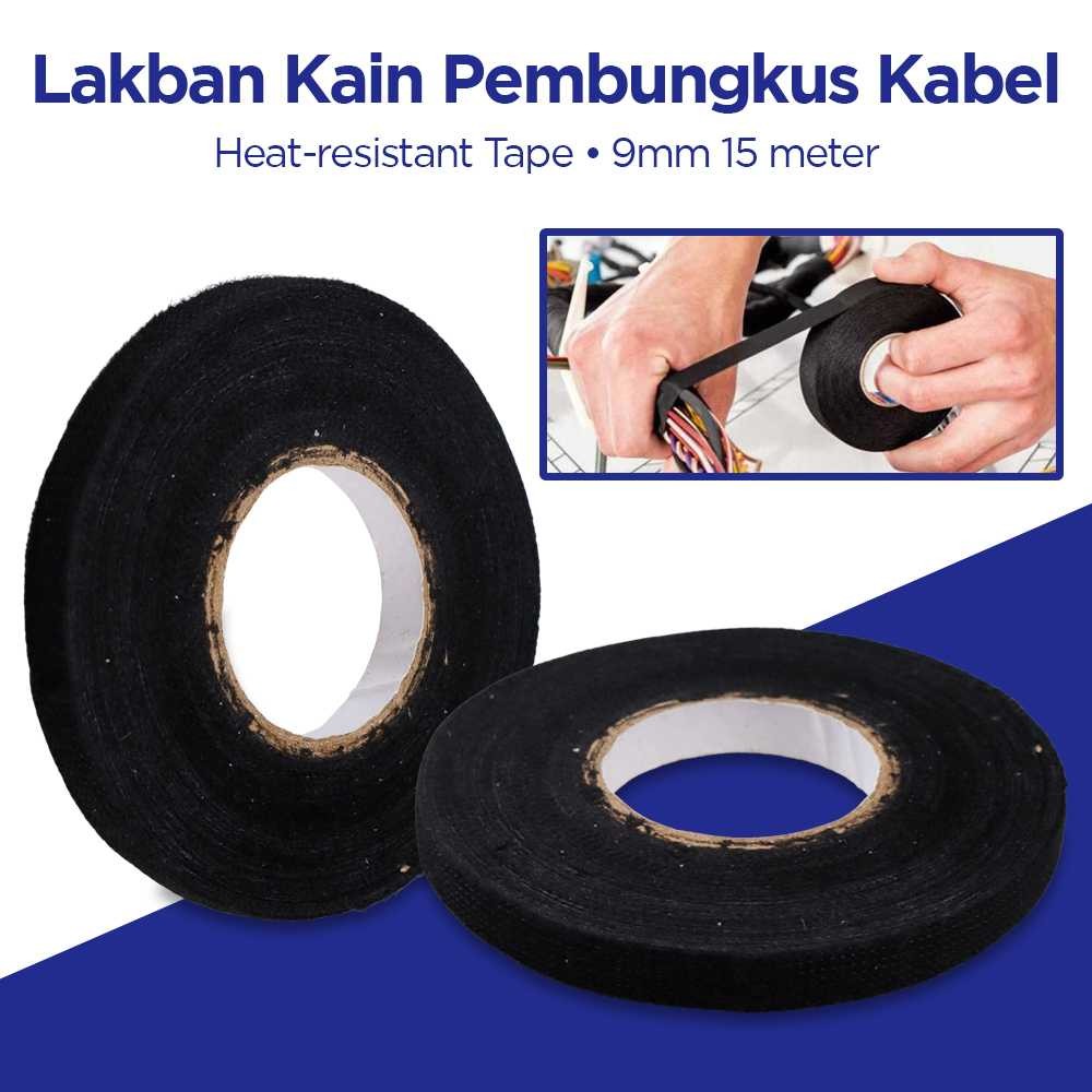 Jual Lakban Kain Hitam Pembungkus Kabel Tape Heat-resistant 15 Meter ...