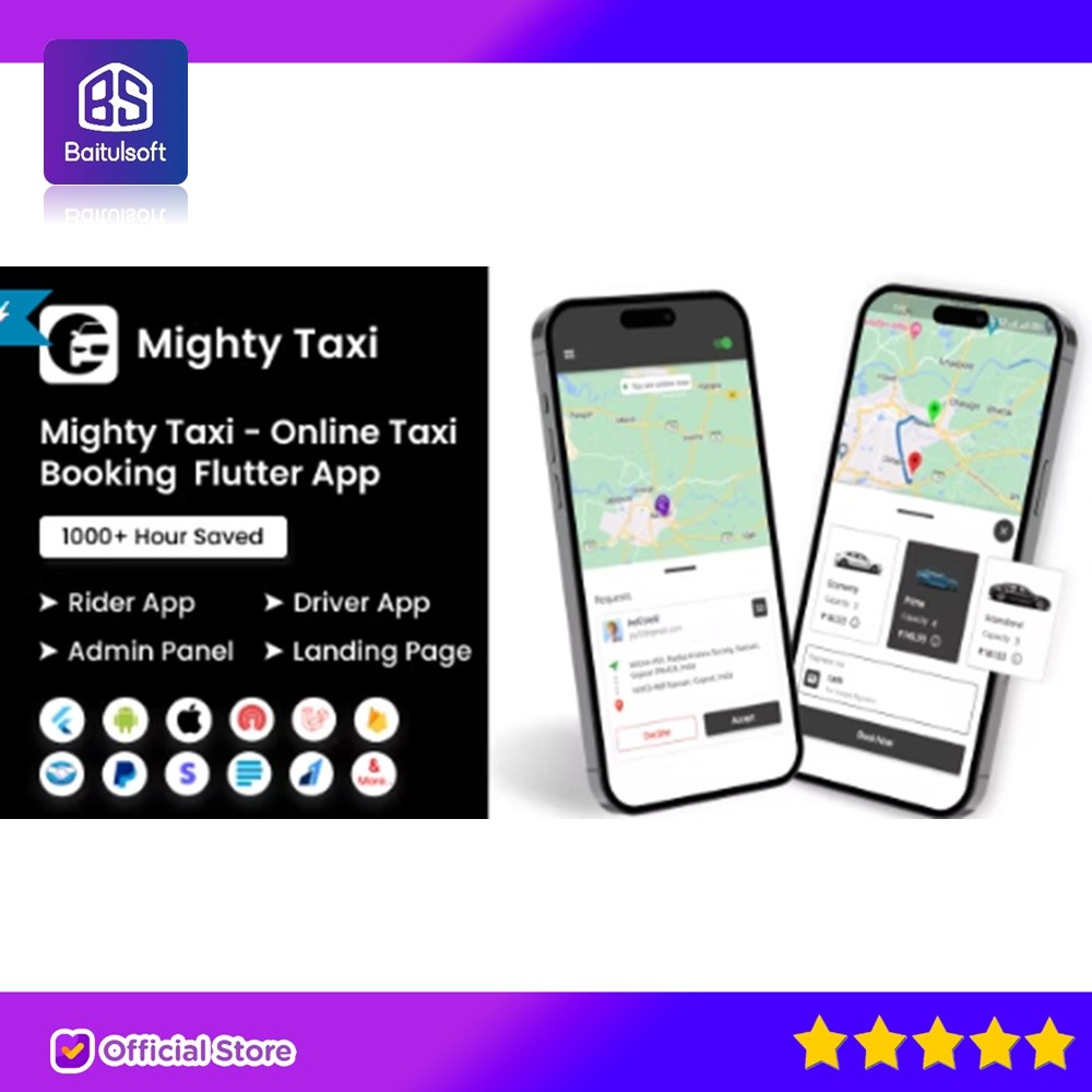 Jual SOURCE CODE APLIKASI MIGHTYTAXI - FLUTTER ONLINE TAXI BOOKING FULL SOLUTION | USER APP ...