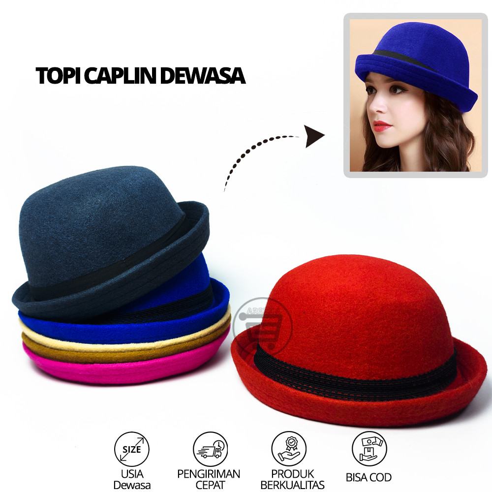 Jual Topi Caplin Dewasa Bowler Model Vintage Jadul Bentuk Bulat ...