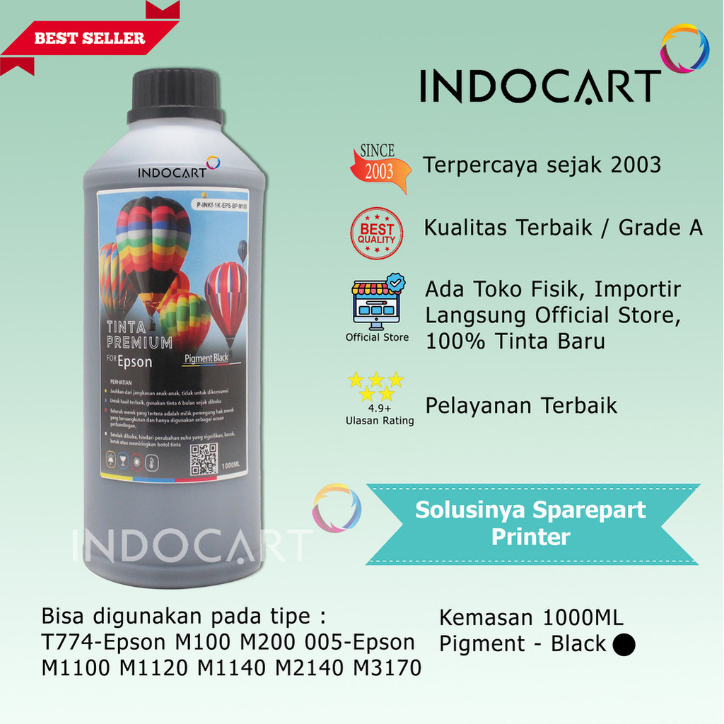 Jual IndoCart Tinta Refill Epson 774 T774 T7741-M100 M200-Pigment Ink ...
