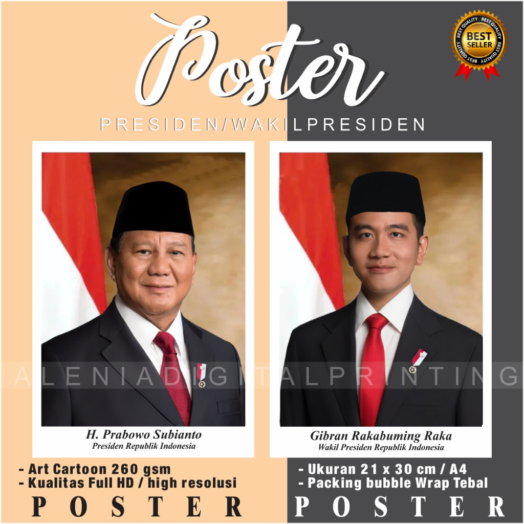Jual Foto Presiden dan Wakil Presiden Prabowo Gibran Kualitas HD ...