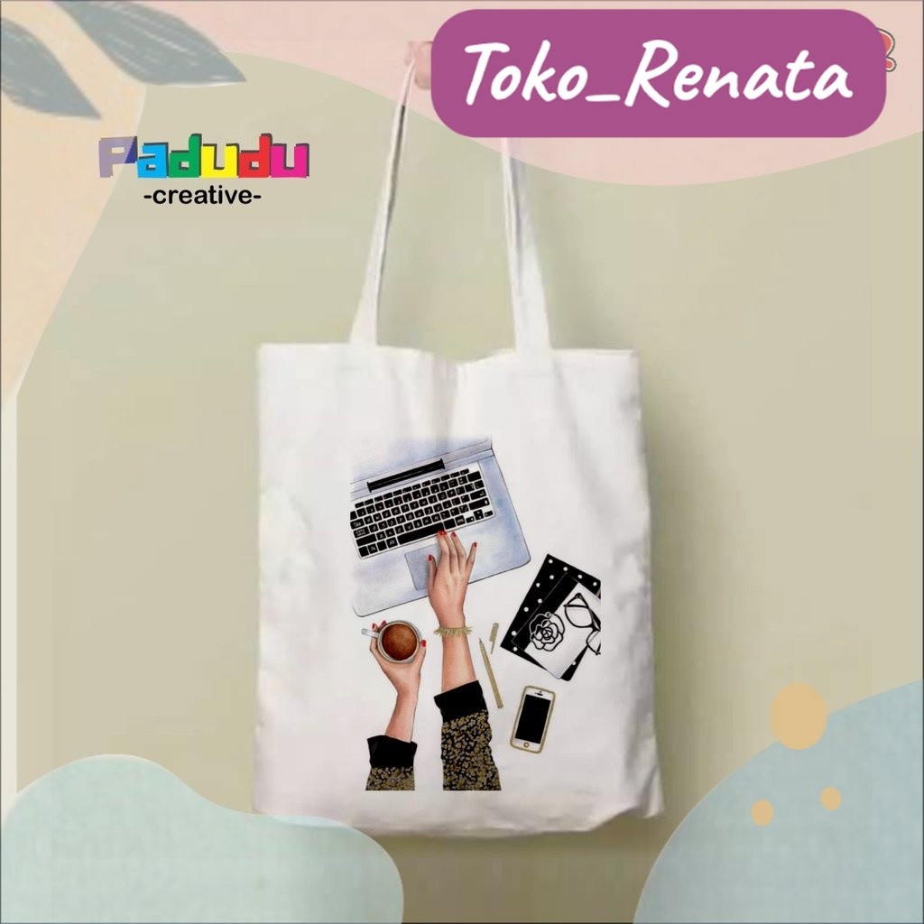 Jual Tas Aesthetic Resleting Have a Nice Day Vintage Totebag Tote Bag ...