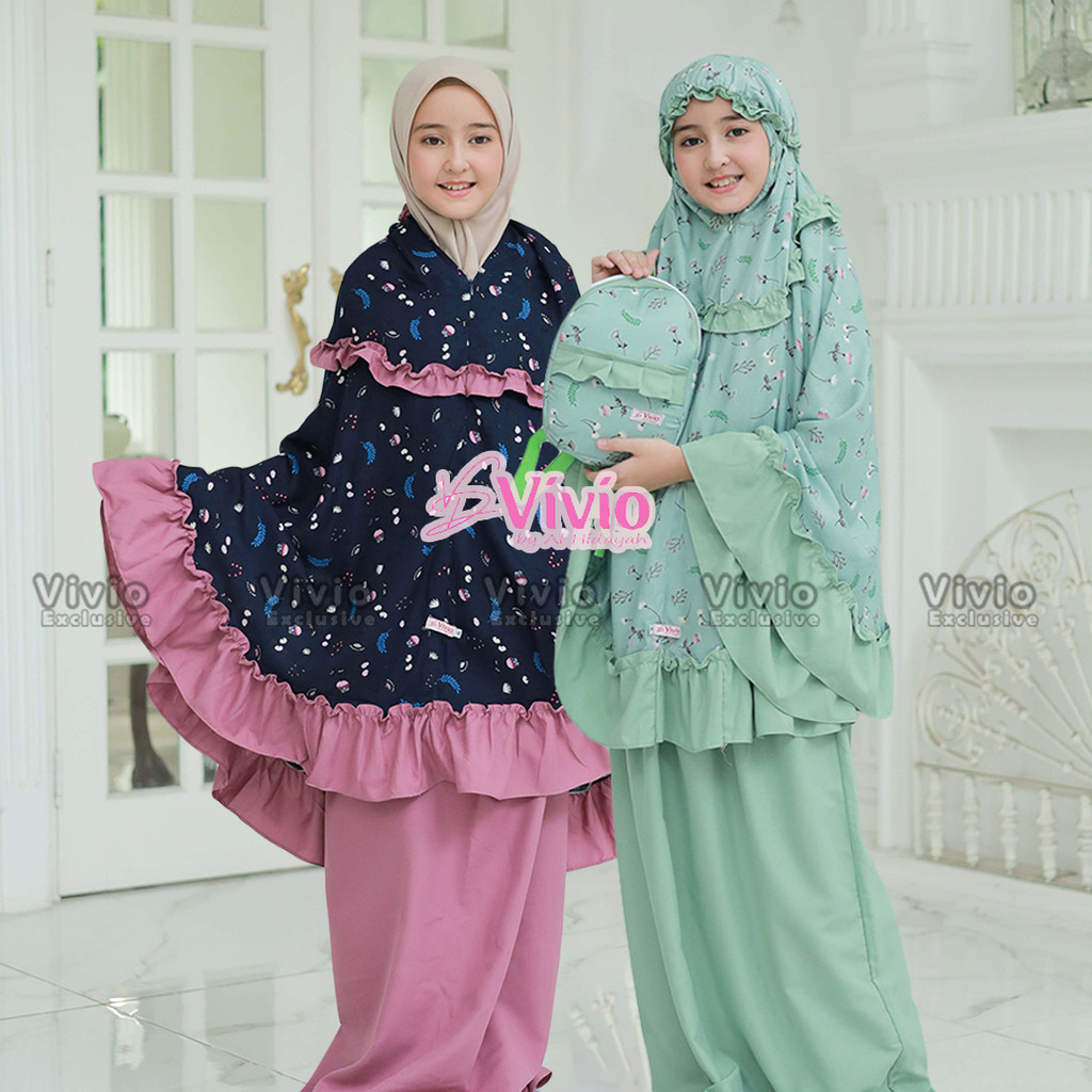Jual Mukena Anak Tas Ransel Resleting Dagu Rayon Premium Motif 2 in 1 ...