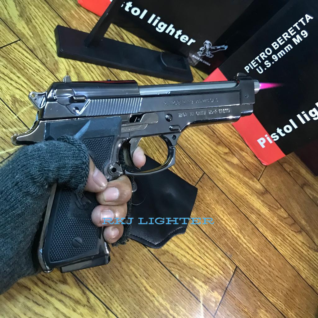 Jual korek api model pistol baretta silver api lass tahan dari hembusan ...