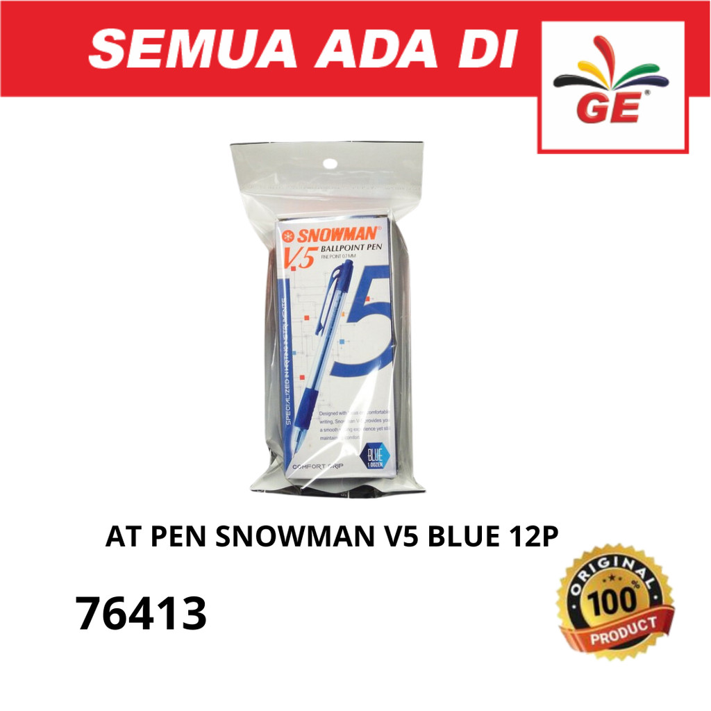 Jual Pulpen Snowman V5 0.7 mm / 1 BOX 12 PCS - Biru - 76413 | Shopee Indonesia