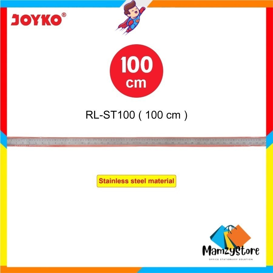 Jual Penggaris Besi Joyko 100cm/Ruler/Mistar Besi/Joyko Stainless Steel ...