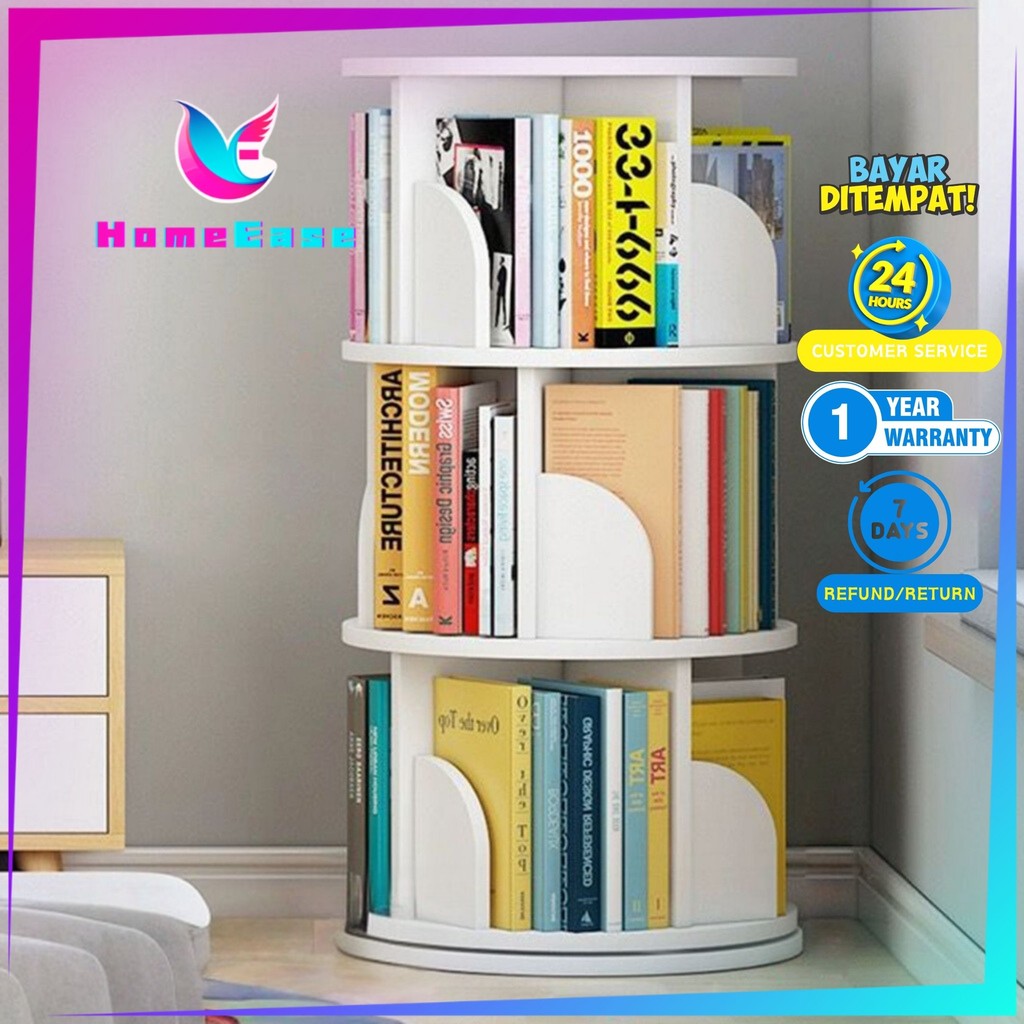 Jual HomeEase - Rak Buku Susun Dapat Diputar Multi-layer Muat Banyak ...
