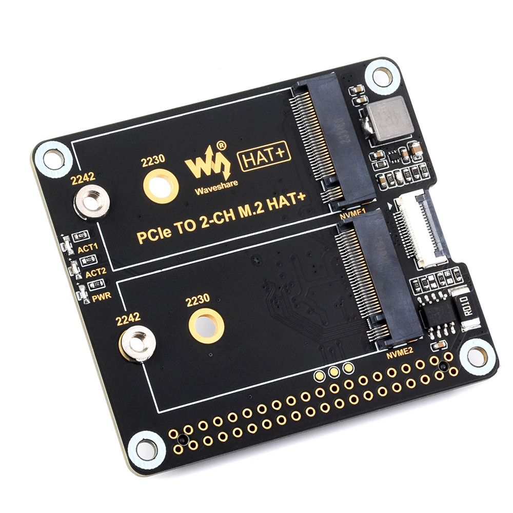 Jual Raspberry Pi 5 PCIe-TO-2-CH-M.2-HAT+ PCIe to M.2 NVMe Dual SSD ...
