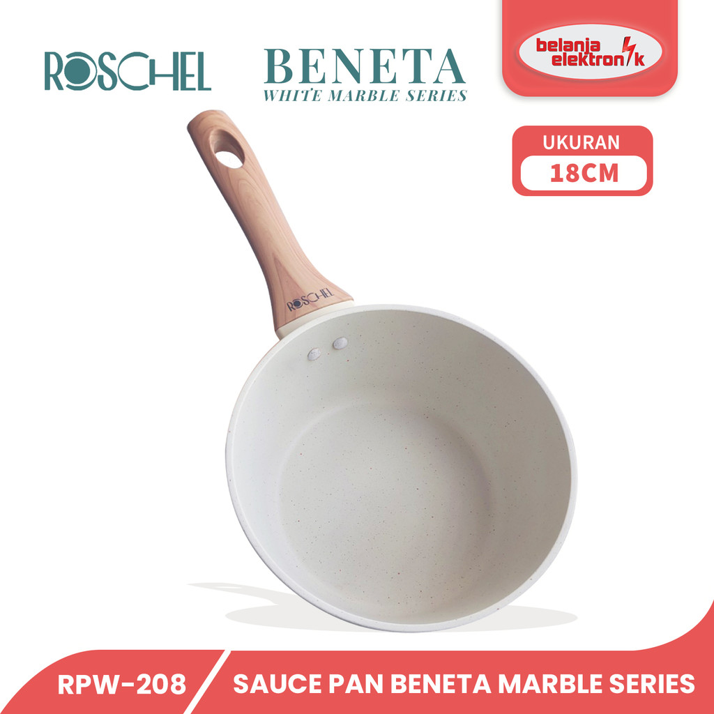 Jual ROSCHEL SAUCE PAN 18 CM BENETA WHITE MARBLE COATING RPW-208 ...