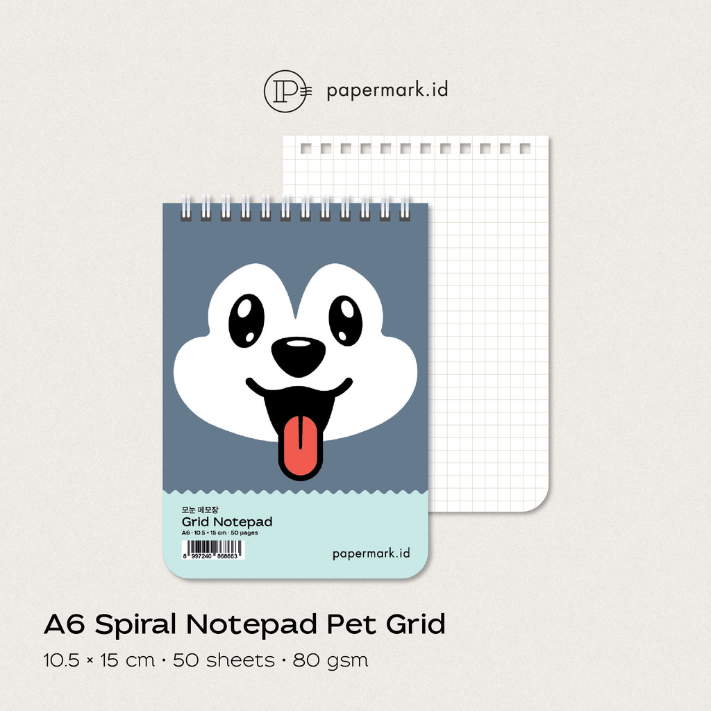 Jual PAPERMARK A6 Pet Series Grid Spiral Notepad | Buku Catatan Kecil ...