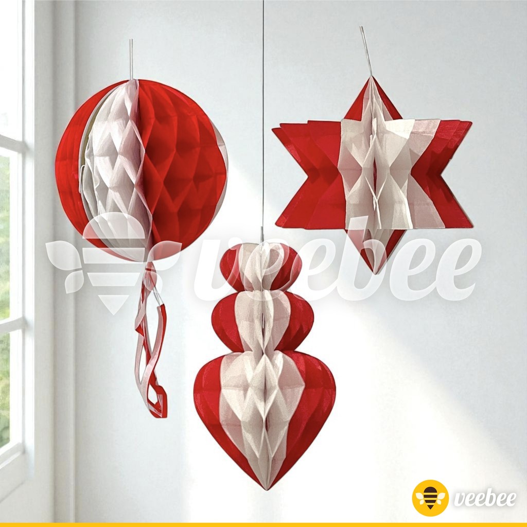 Jual Lampion Kertas Merah Putih 20cm, 25cm, 28cm Bulat Bintang Hati ...