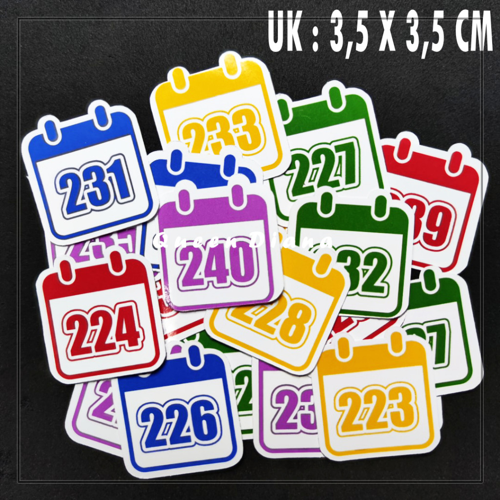 Jual Stiker Angka Dengan Motif Kalender Isi 20 Pcs Bisa Pilih Warna Dan ...