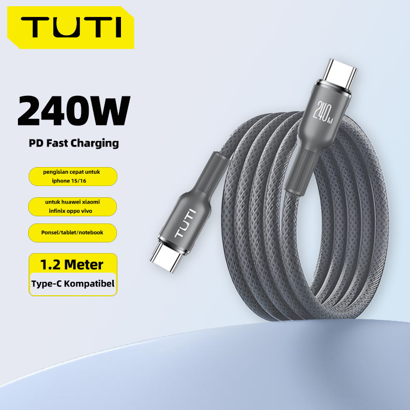 Jual TUTI Kabel Data Type C Fast Charging 240W Type C to Typc C 1.2M ...