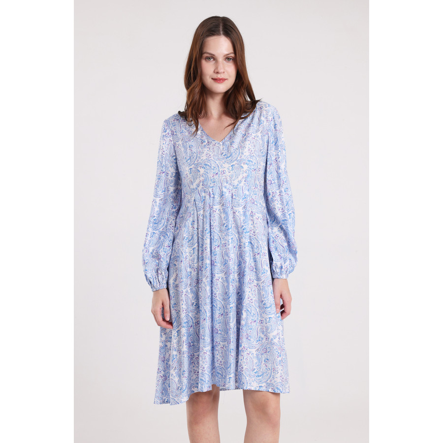 Jual MINIMAL - Asmarani - Gaun Satin Wanita Motif Paisley - Pink/Blue ...