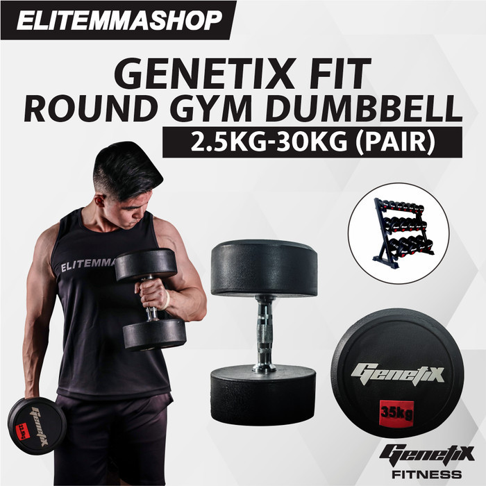 Jual GENETIX FIT Round Gym Dumbbell Set 2.5-30KG SET (Pair) | Shopee ...