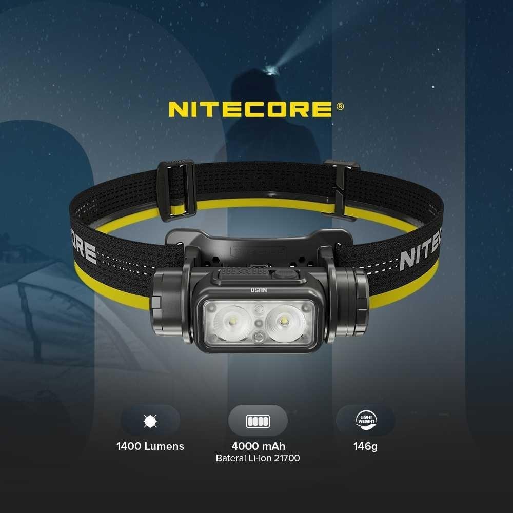Jual NITECORE Headlamp LED Senter Kepala Dual Light IP68 4000mAh 1400lm ...