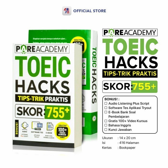 Jual Buku Pare Academy TOEIC Hacks : Tips Trick Praktis Skor 755+ | Shopee Indonesia